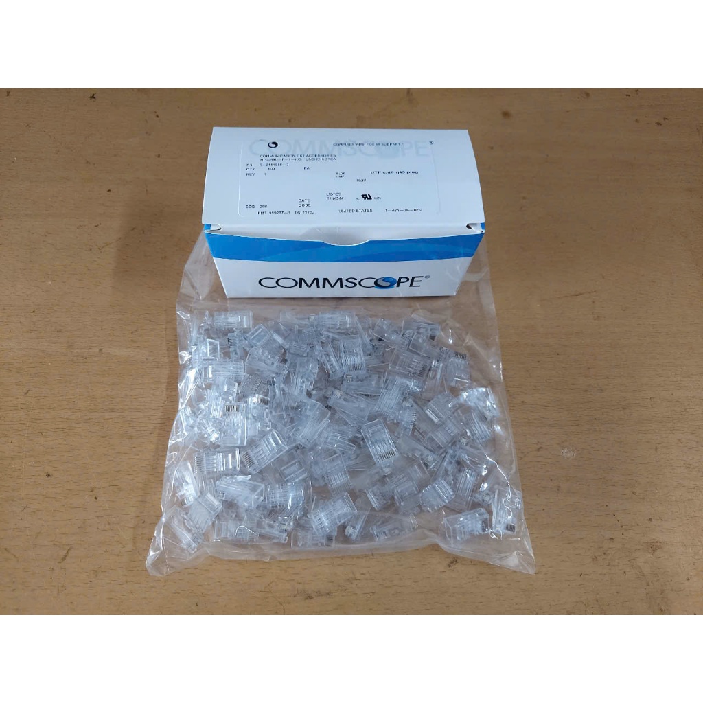 Hạt mạng RJ45 Cat6 AMP Commscope, đầu bấm dây cáp mạng RJ45 Cat6 1 mảnh, Hộp 100 hạt | Shopee ...