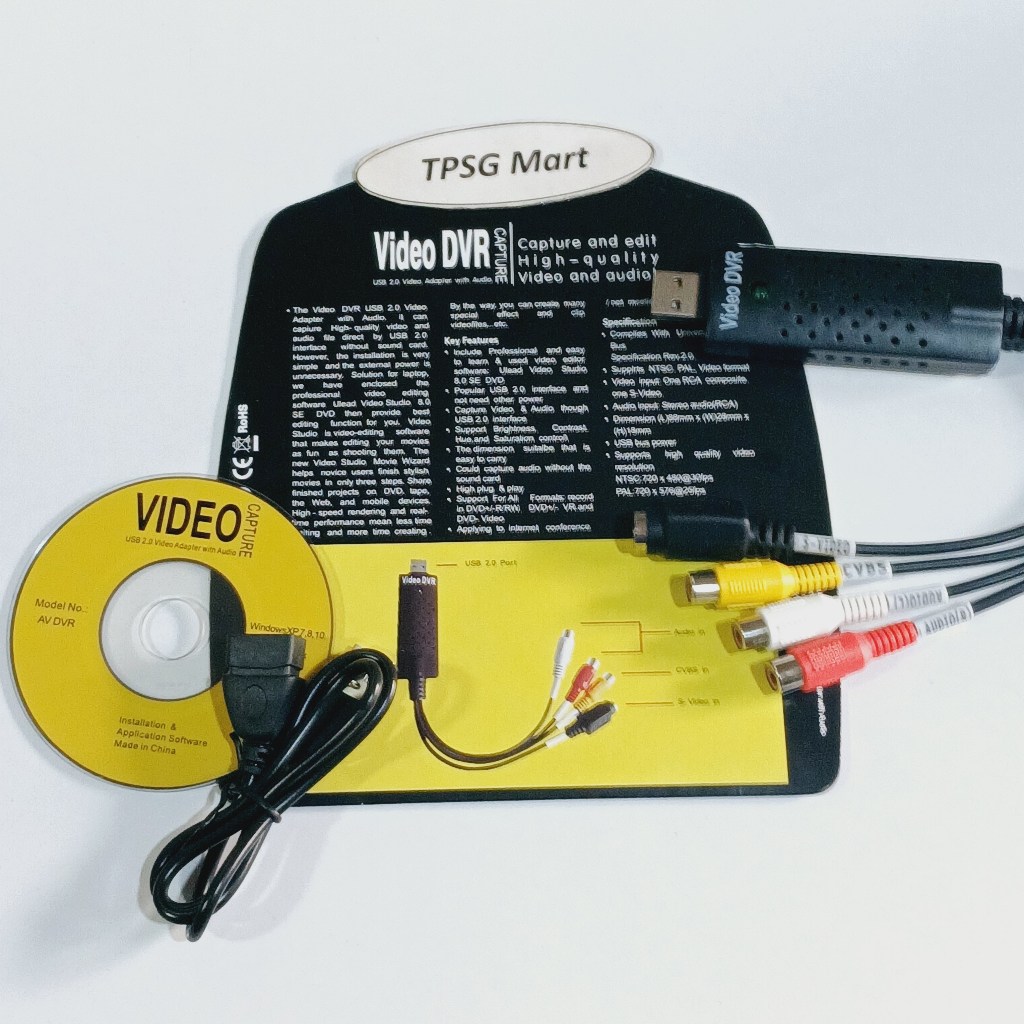 Cáp Easy CAP CAPTURE Video AV DVR / Cáp USB2.0 ra 3AV (2 Audio in R / L+ CVBS in) + S Video in 4 ...