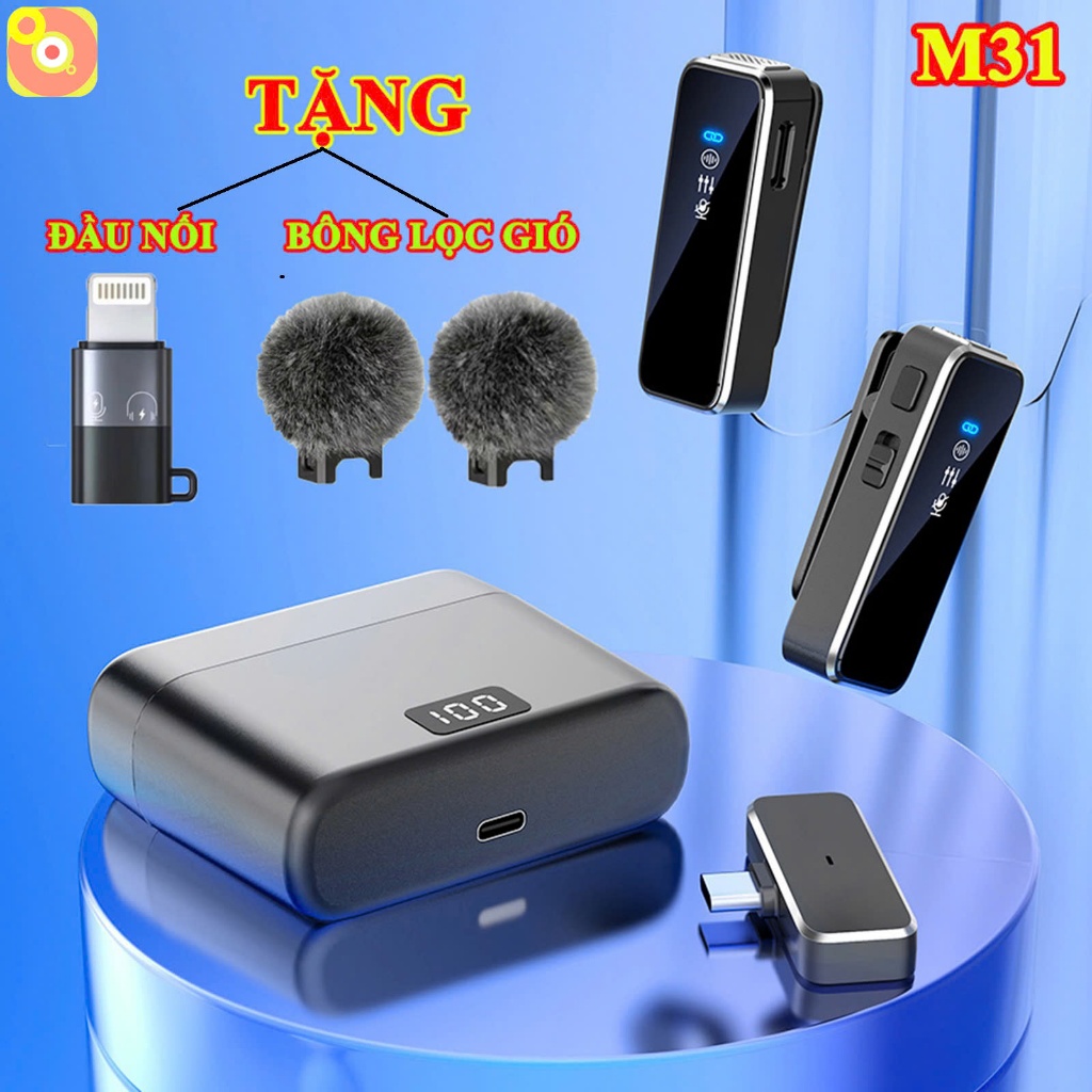 Micro Thu Âm M31 Không Dây Chất Lượng Cao – Chống Ồn Hiệu Quả, Kết Nối Nhanh Không Ứng Dụng, Pin ...