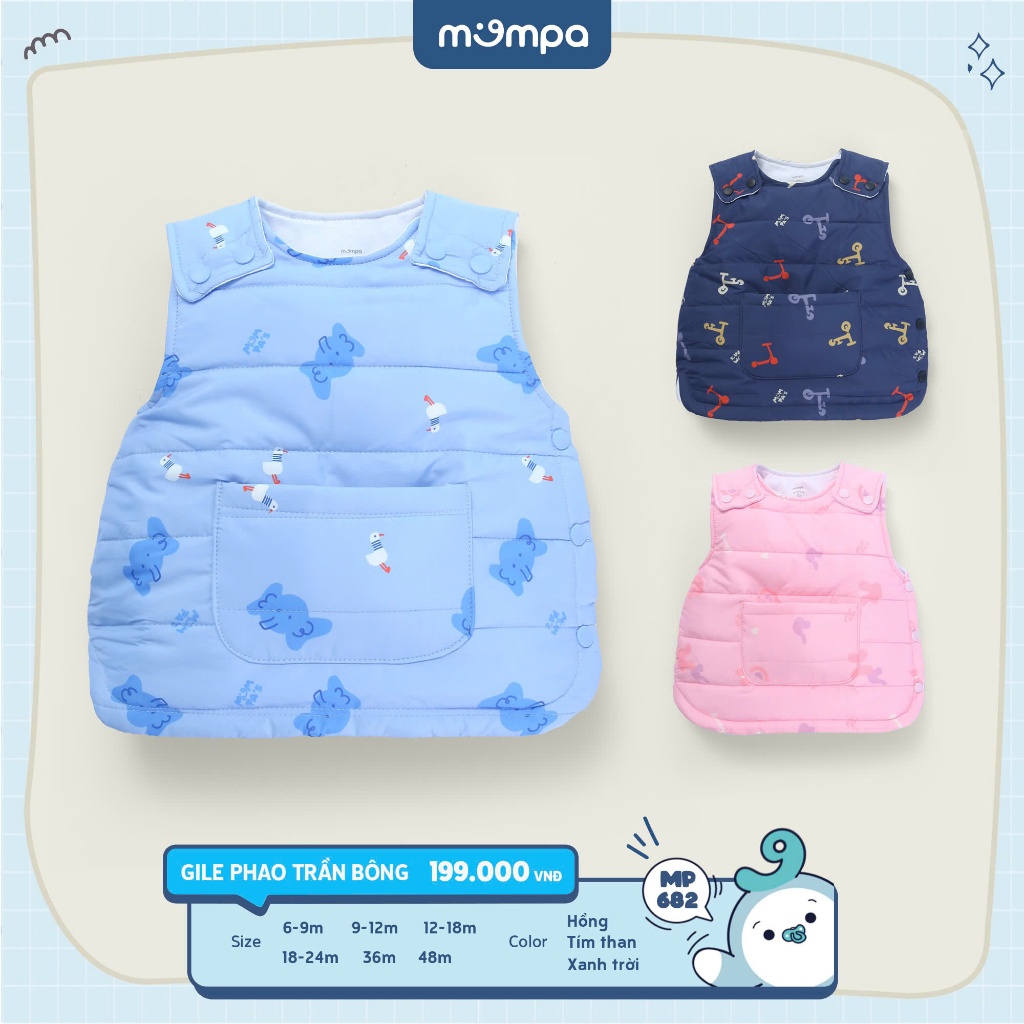 Áo Gile Phao Mompa cho bé 6 tháng - 4 tuổi Vải Trần Bông siêu ấm áp ...