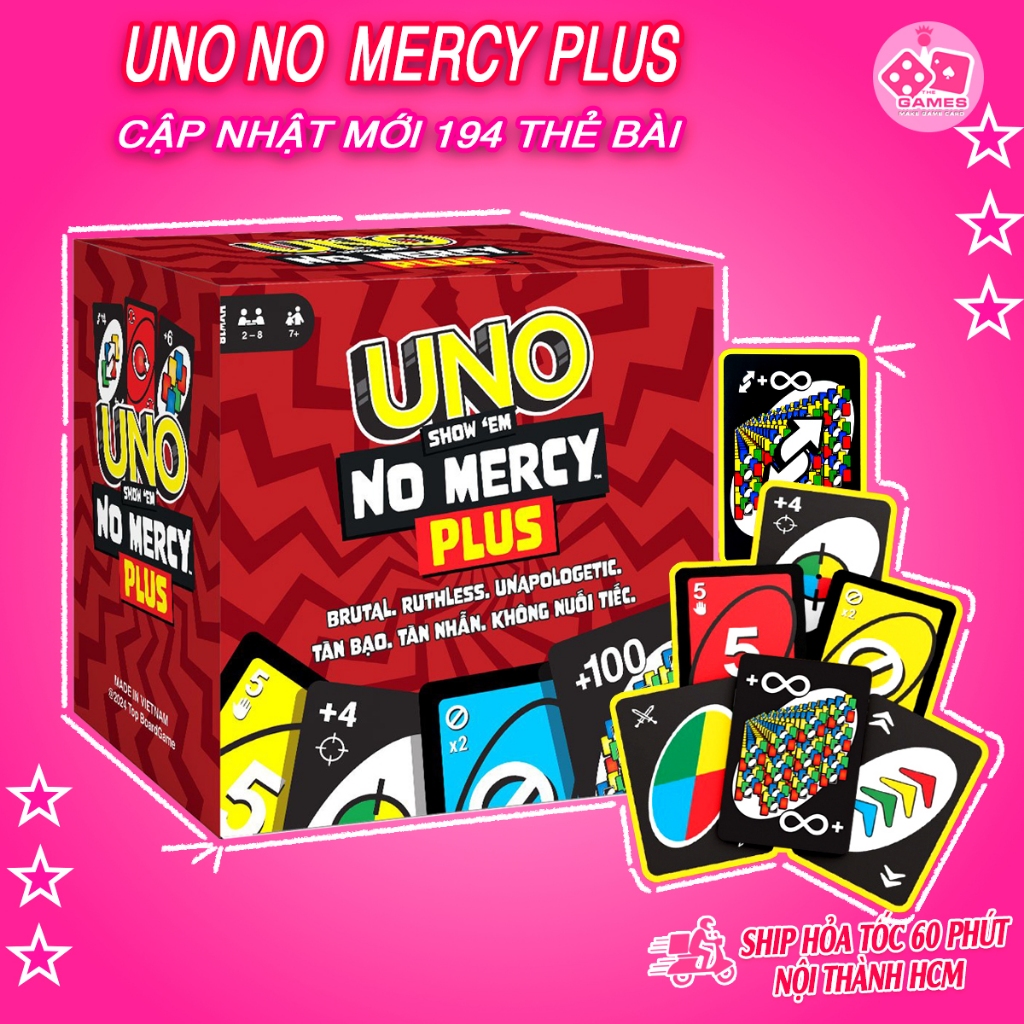 Bài uno no mercy Plus 194 lá bài không thương xót gắn kết bạn bè phiên bản mới cập nhật | Shopee ...