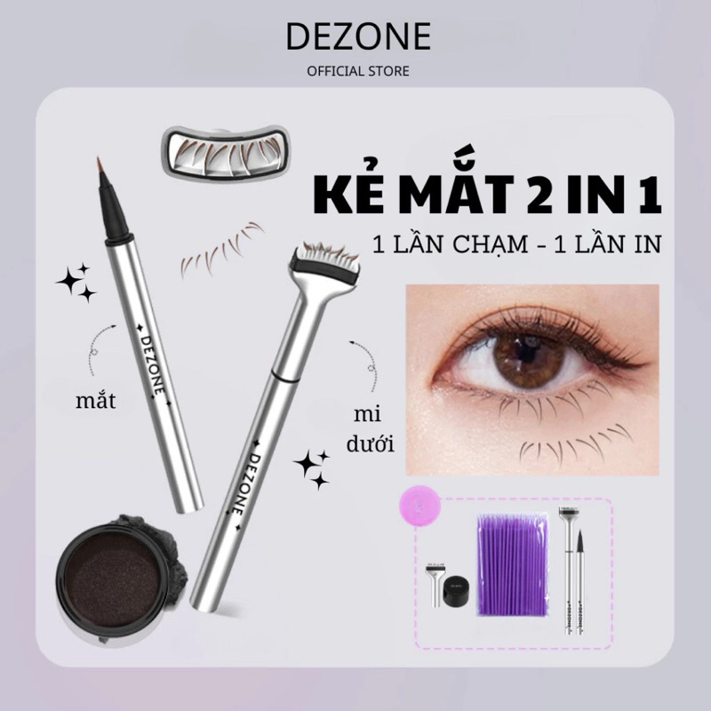 [DEZONE] Set kẻ mắt - In mi dưới 2 trong 1 DEZONE (Vỏ bạc) - Makeup nhanh và dễ dàng hơn ...