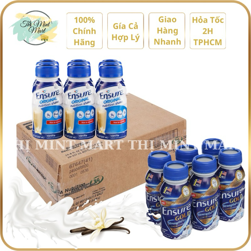 [Thùng 24 chai x 237ml] Sữa Dinh Dưỡng Ensure Hương Vani_[ORIGINAL/VIGOR]_THỊ MINT MART ...