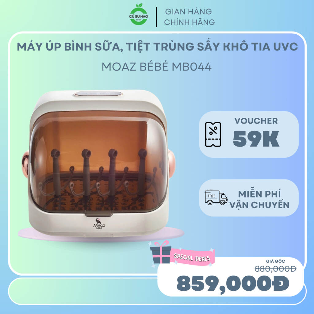 MÁY ÚP BÌNH VÀ TIỆT TRÙNG SẤY KHÔ ĐỒ ĂN DẶM UV-C MOAZ BÉBÉ MB044 | Shopee Việt Nam