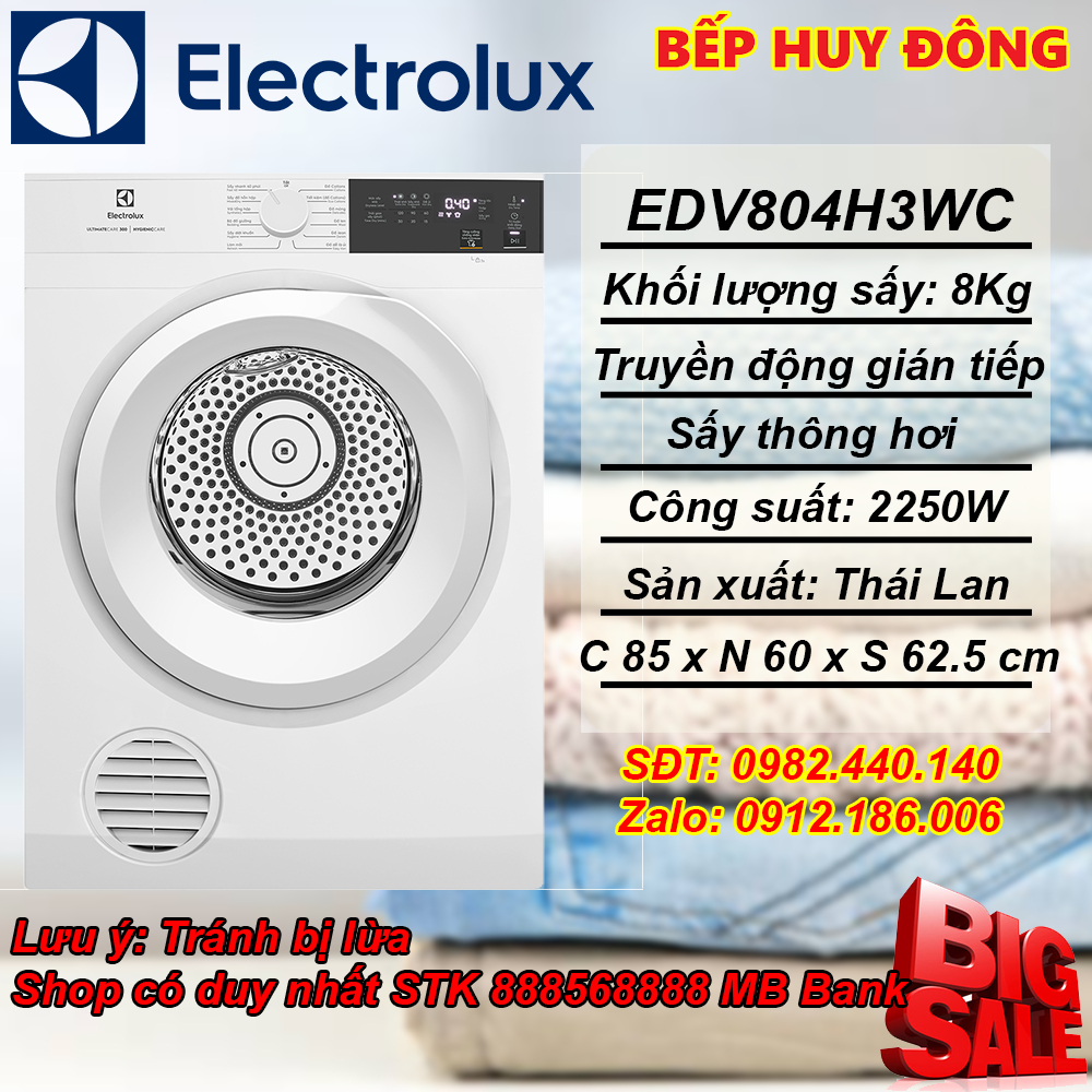 Máy sấy thông hơi Electrolux UltimateCare 8 kg EDV804H3WC | Shopee Việt Nam