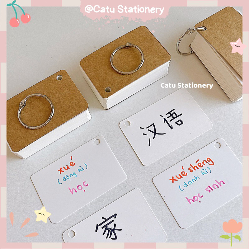 Flashcard học từ vựng tiếng Anh tiếng Trung giấy dày 250gsm bìa kraft ...