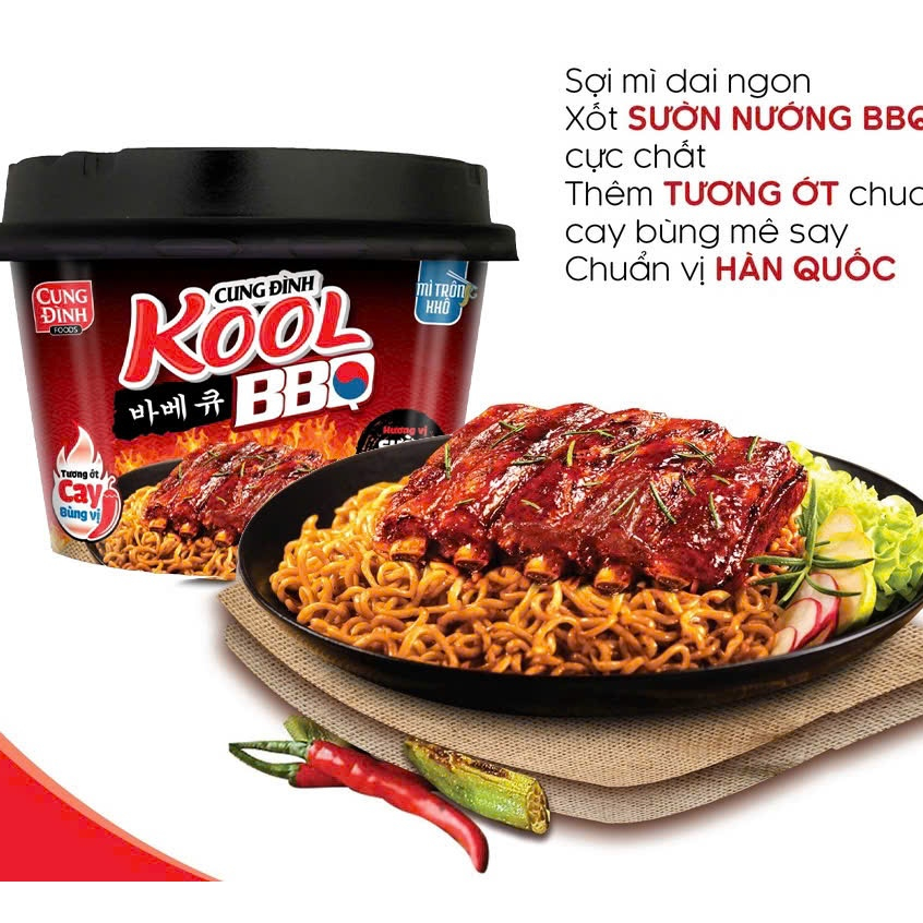 ( Thùng 12 tô ) Mì trộn Cung Đình Kool BBQ Sườn Nướng 105g | Shopee ...