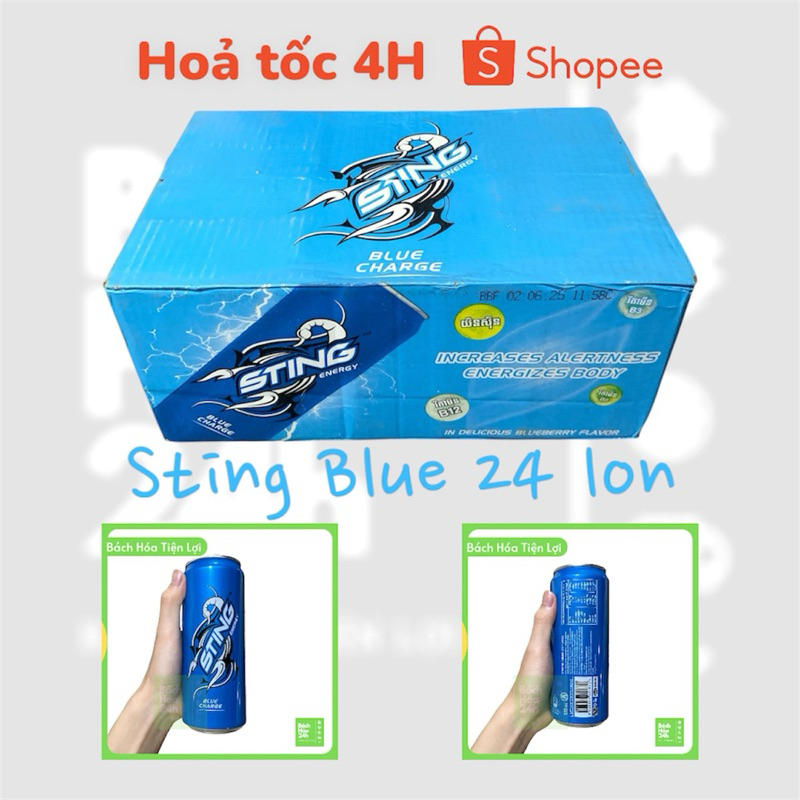 [HCM] Sting Xanh Dương 1 Thùng 24 Lon - Sting Blue | Shopee Việt Nam