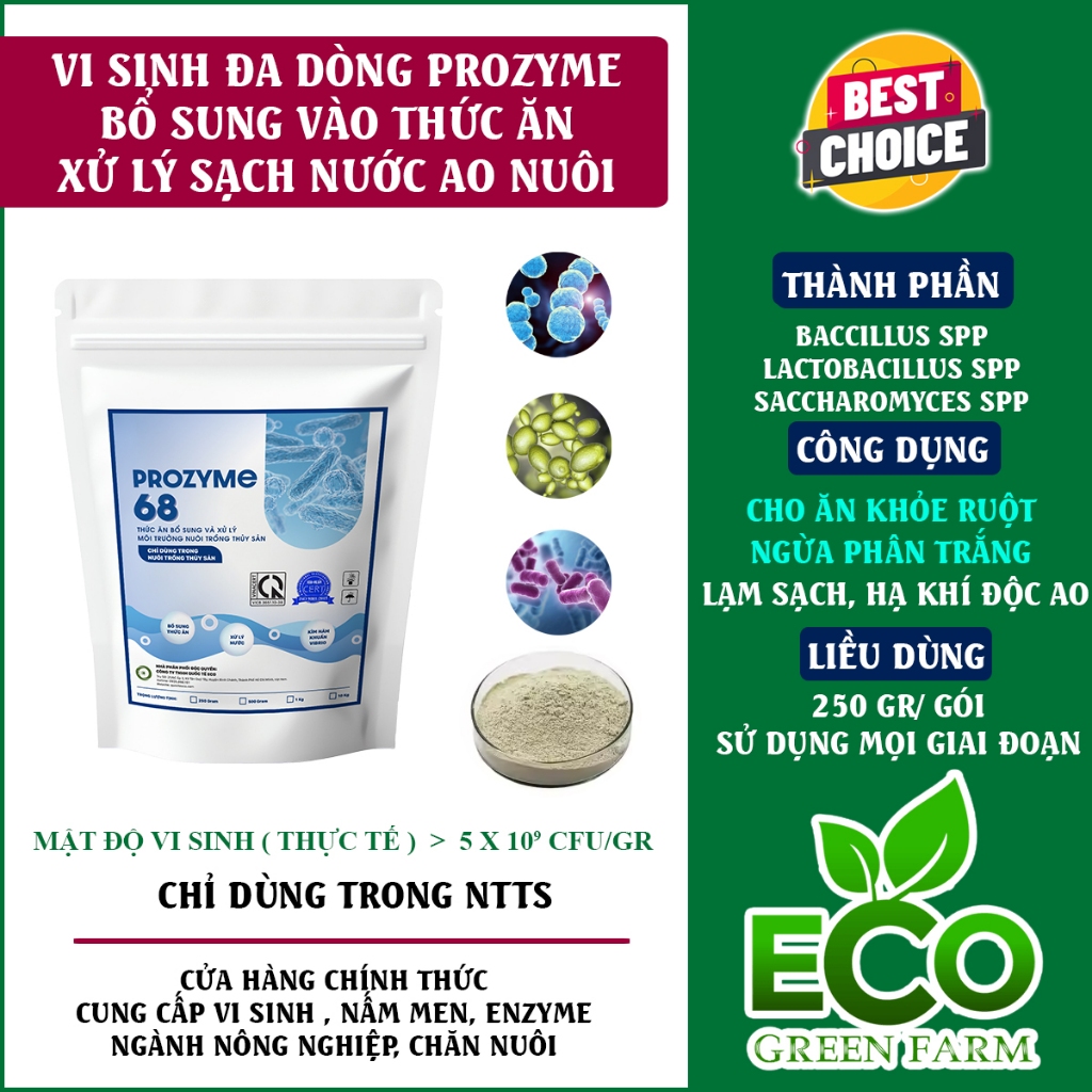 Gói 250G Vi Sinh Đa Dòng Prozyme Bổ Sung Thức Ăn Tôm Ngừa Phân Trắng ...