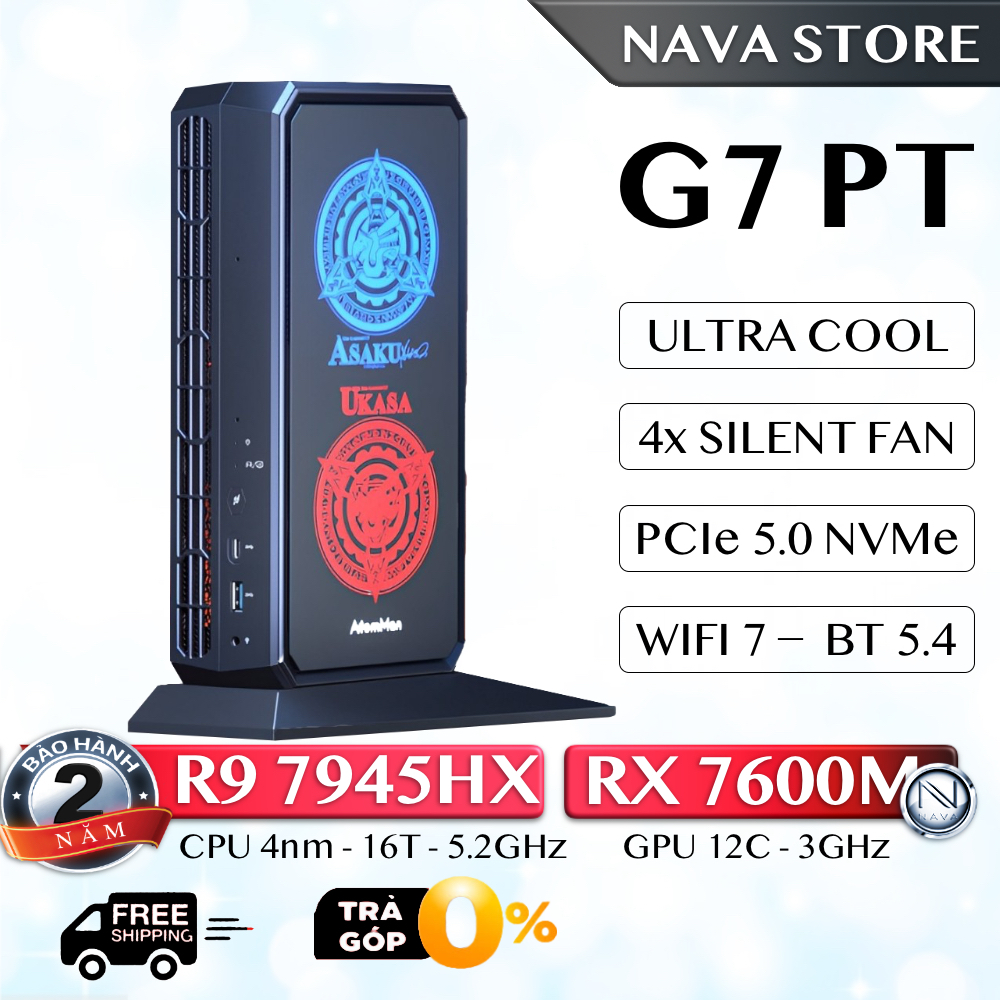 AtomMan G7 PT 🌟 Mini PC Gaming AMD AI R9 7945HS Radeon RX 7600M ...