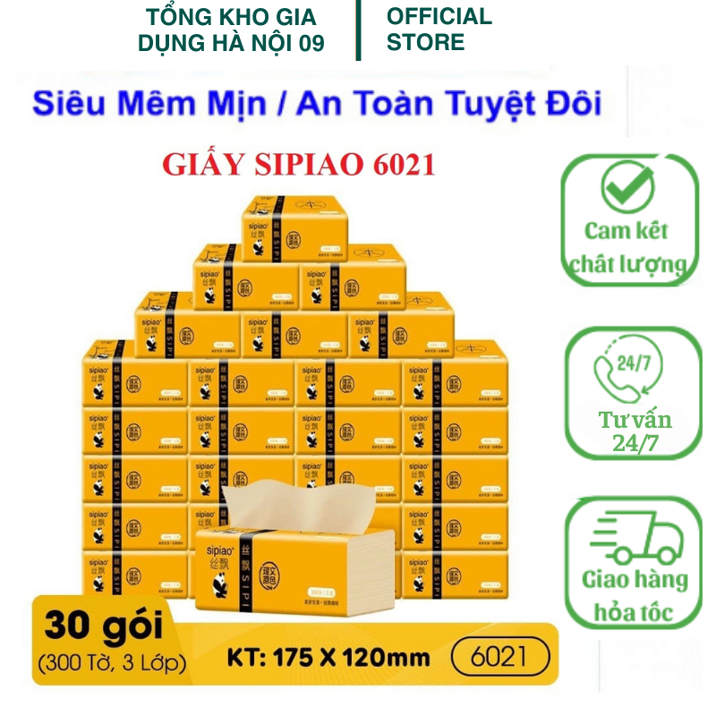 Thùng 30 gói giấy ăn gấu trúc sipiao nội địa trung 6021, mỗi hộp có 300 ...
