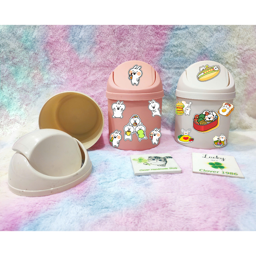 thùng rác mini Usagyuuun TRCS22 hộp nhựa có nắp để bàn văn phòng dán ...