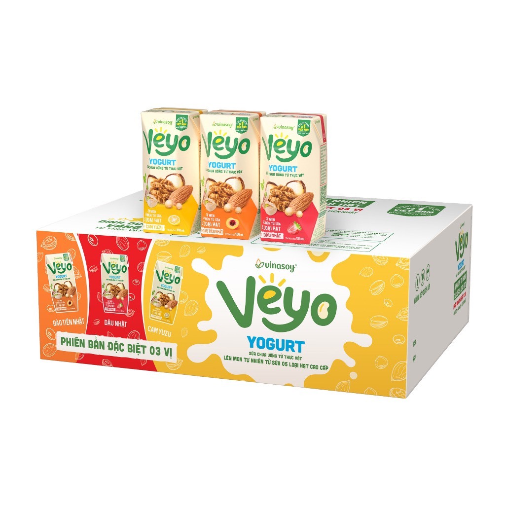 Thùng Sữa chua uống từ thực vật Veyo Yogurt Mix bản đặc biệt 03 vị (30 Hộp x 180ml) | Shopee ...