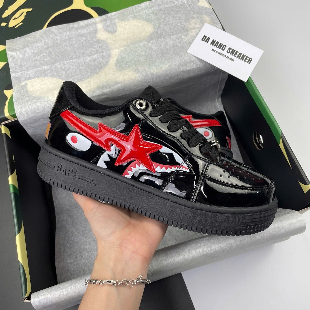 Giày A Bathing Ape Bape Sta Shark Black (đen đỏ bóng) bản best quality ...