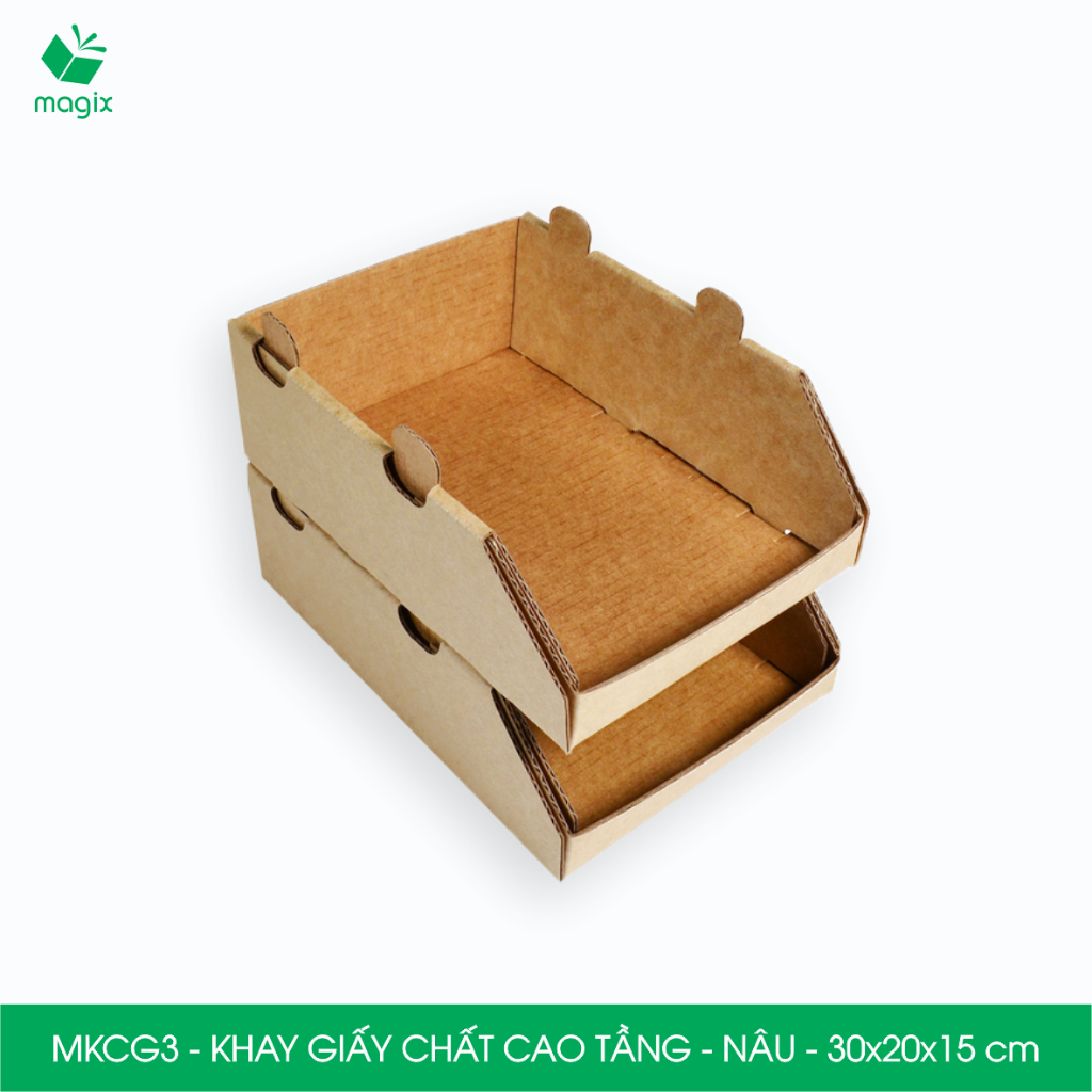 MKCG3 - 30x20x15 cm - 5 Khay giấy chất cao tầng bằng giấy carton siêu ...