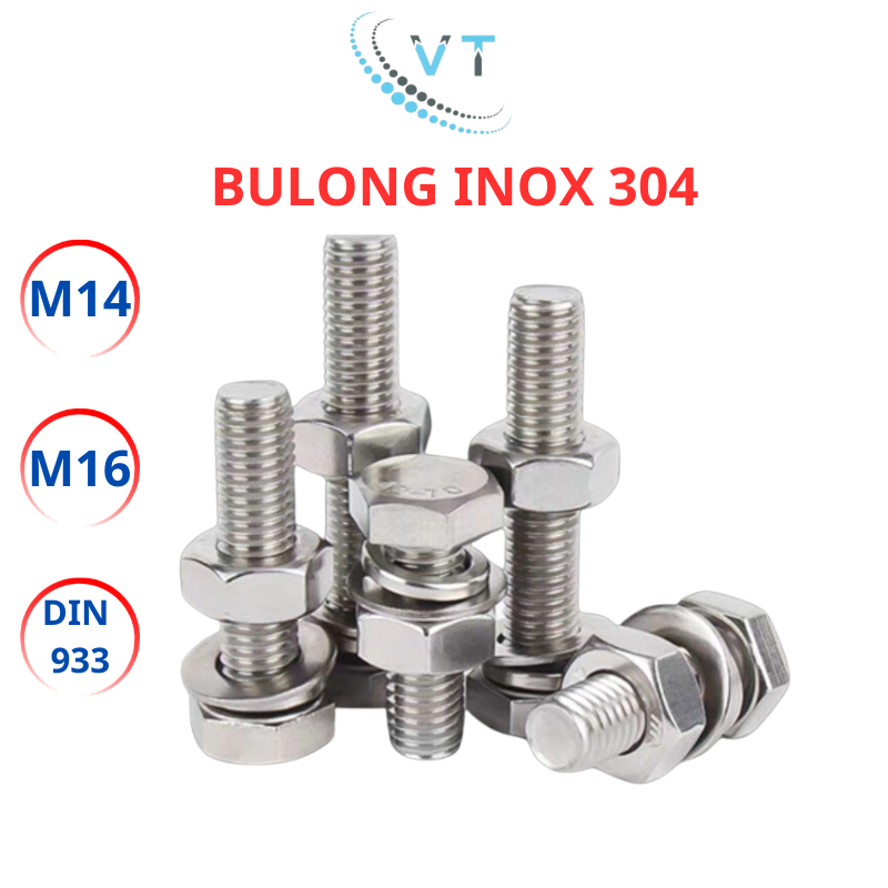 [Bulong + tán] Bulong lục giác ngoài Inox 304 M14 và M16 dài từ 30mm ...