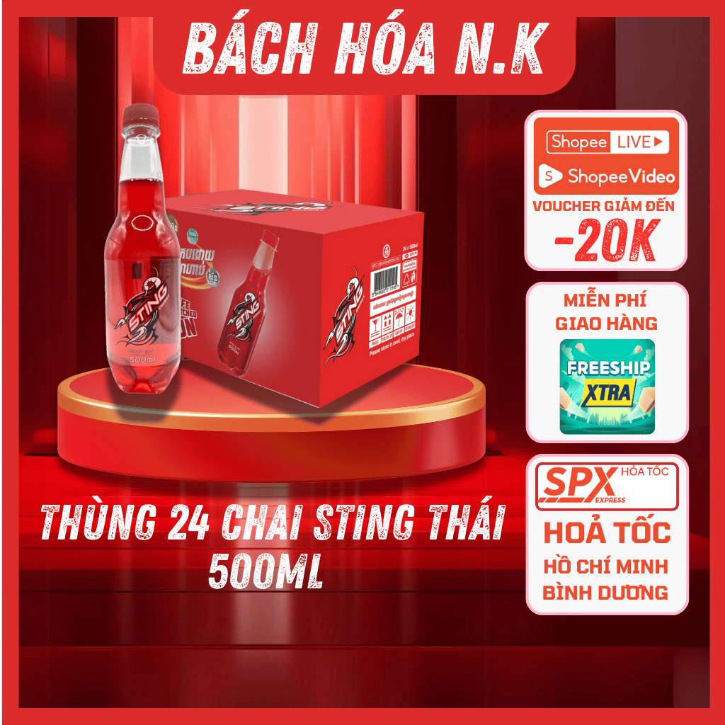 Sting Dâu CHAI 500ML Sting Thái - Thùng 24 chai x 500ml | Shopee Việt Nam