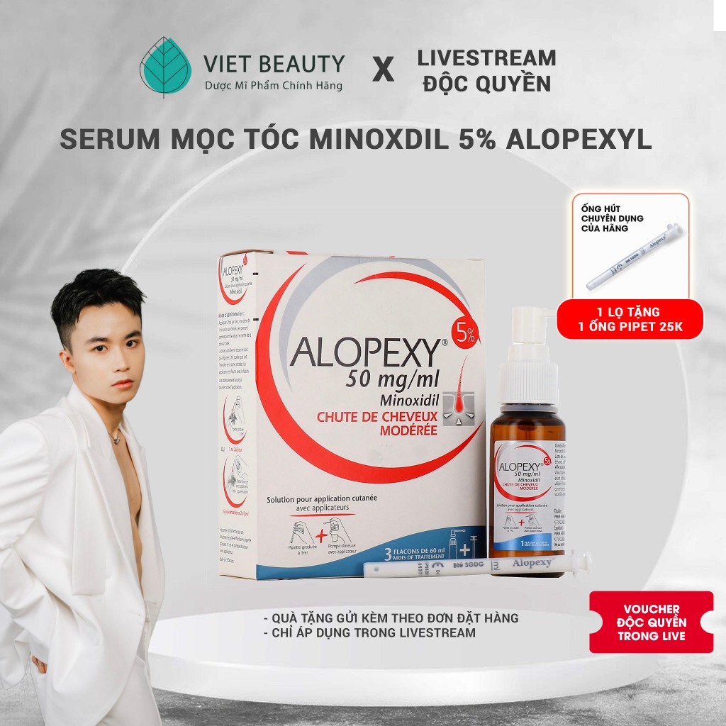 Serum kích mọc tóc Alopexyl Minoxidil 5% chính hãng Pháp, ngăn rụng ...