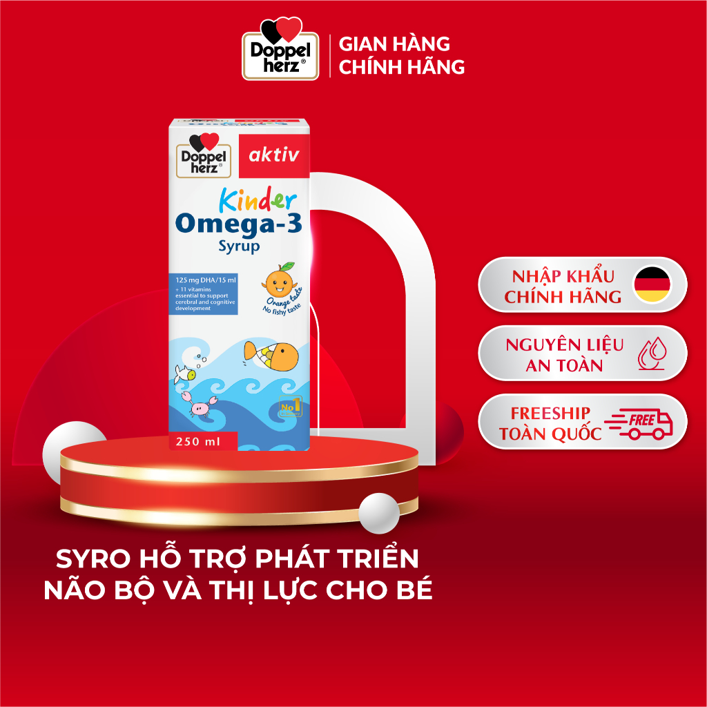 Siro omega 3 cho bé Doppelherz Kinder Omega-3 Syrup hỗ trợ phát triển ...