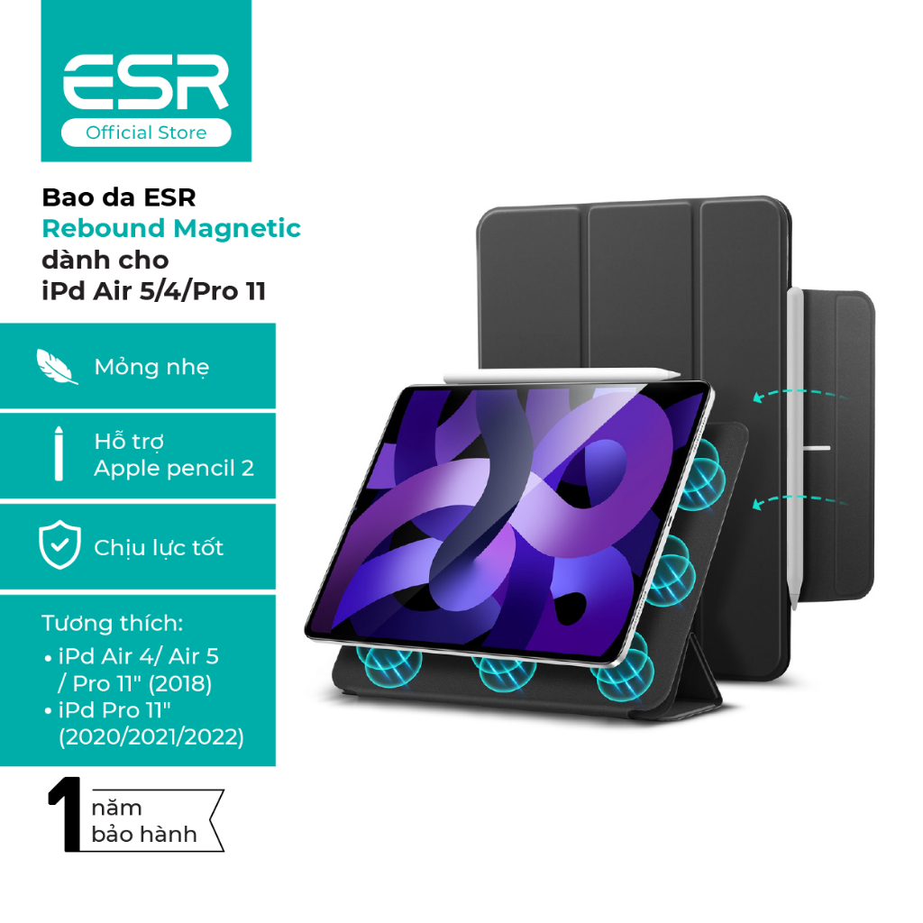 Bao da ESR Rebound Magnetic dành cho iPd Air 5/4/Pro 11/Gen 10/ Mini 6 ...