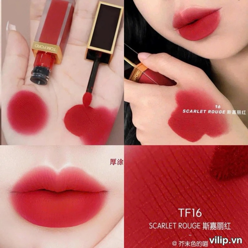 Son kem TF 16 Scarlet Rouge đỏ nhung fullsize đủ box giấy | Shopee Việt Nam