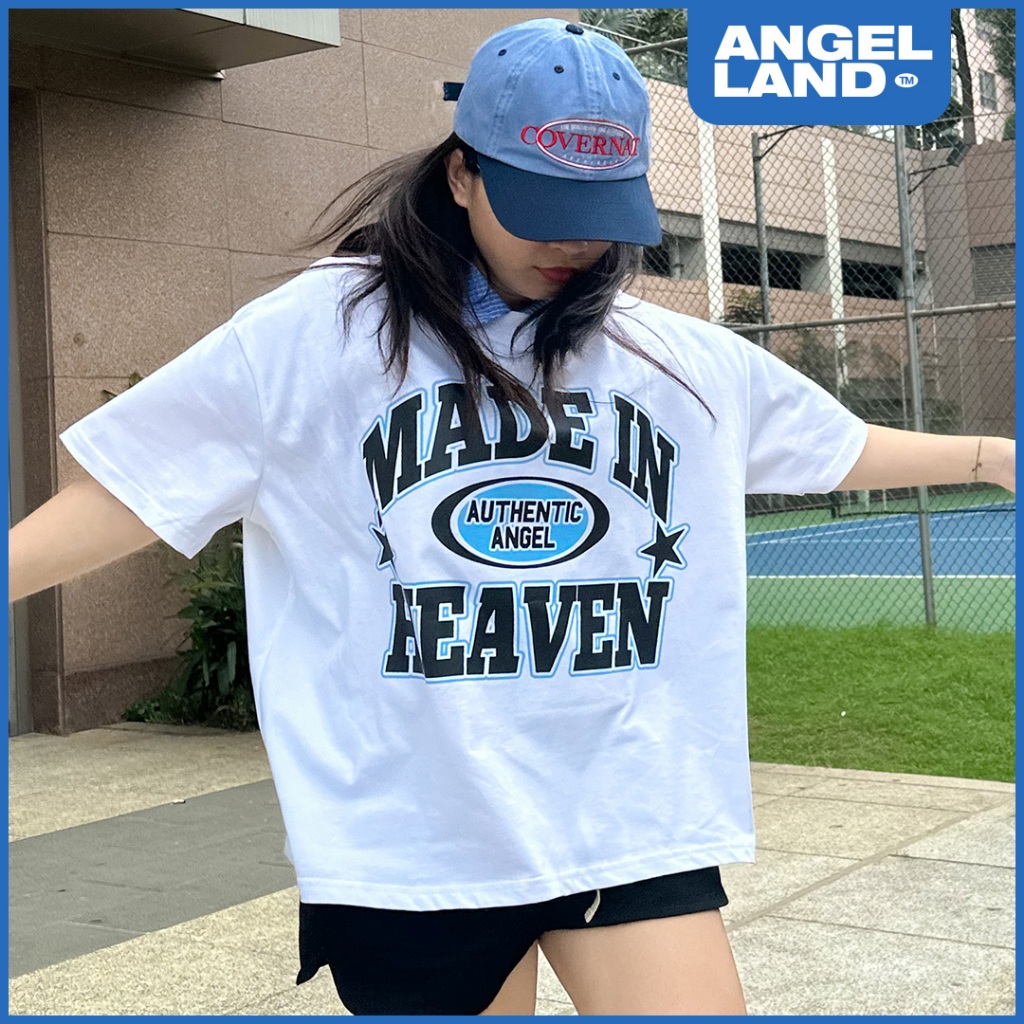 Áo thun cổ tròn form Boxy Made In Heaven Màu TRẮNG Angel Land Angelic ...