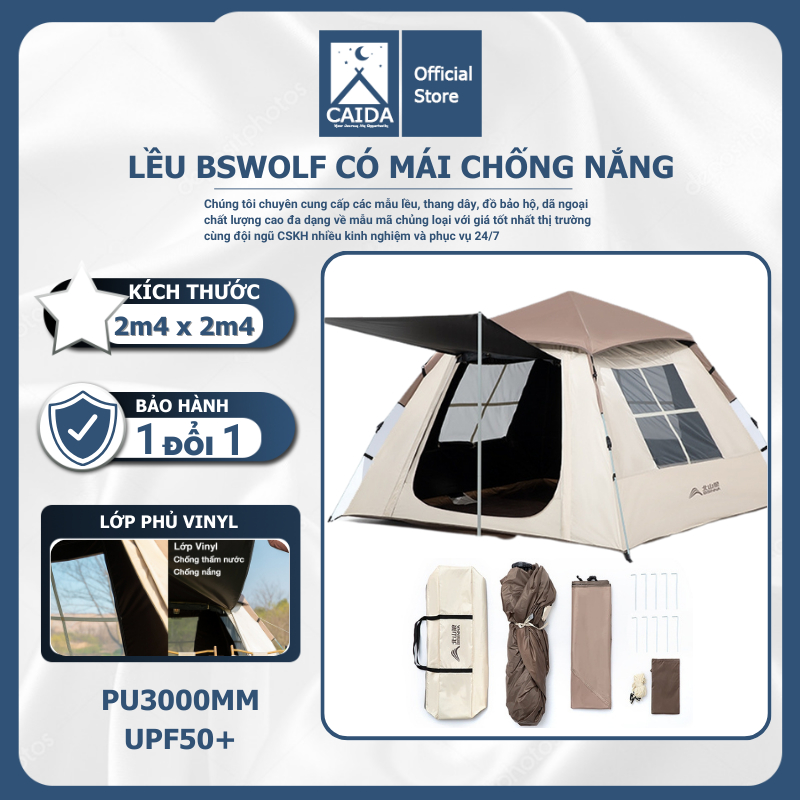 Lều cắm trại tự bung BSWOLF - ZL080 Tráng Vinyl Cao Cấp Chống Thấm PU2000mm Chống Nắng UPF 50 ...