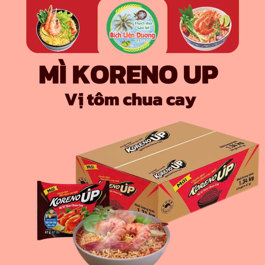 COMBO 1 THÙNG 20 GÓI_MÌ KORENO UP VỊ TÔM CHUA CAYY_ẨM THỰC HÀN QUỐC ...