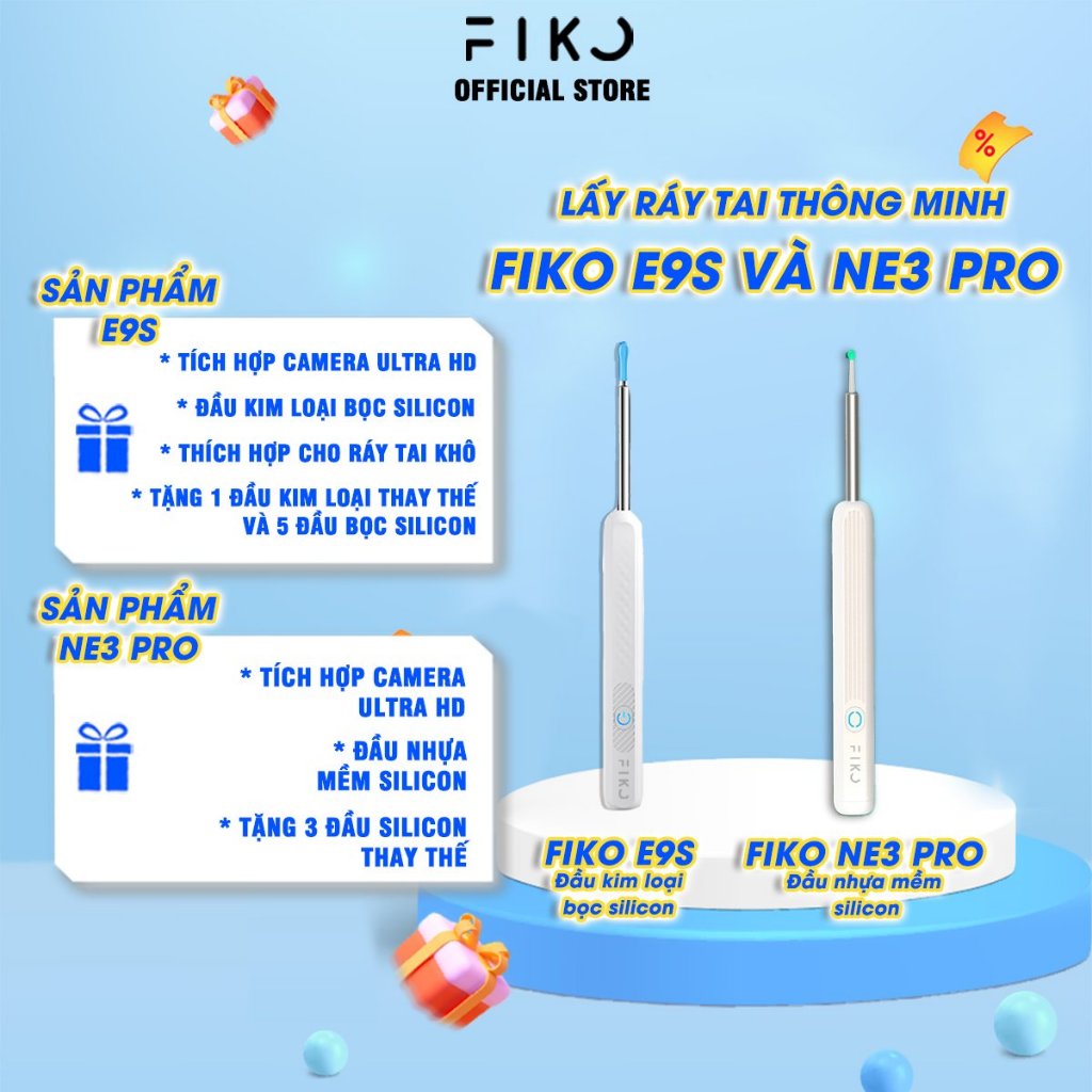 Dụng cụ lấy ráy tai có camera FIKO NE3 PRO/FIKO E9S - Bảo hành 6 tháng ...