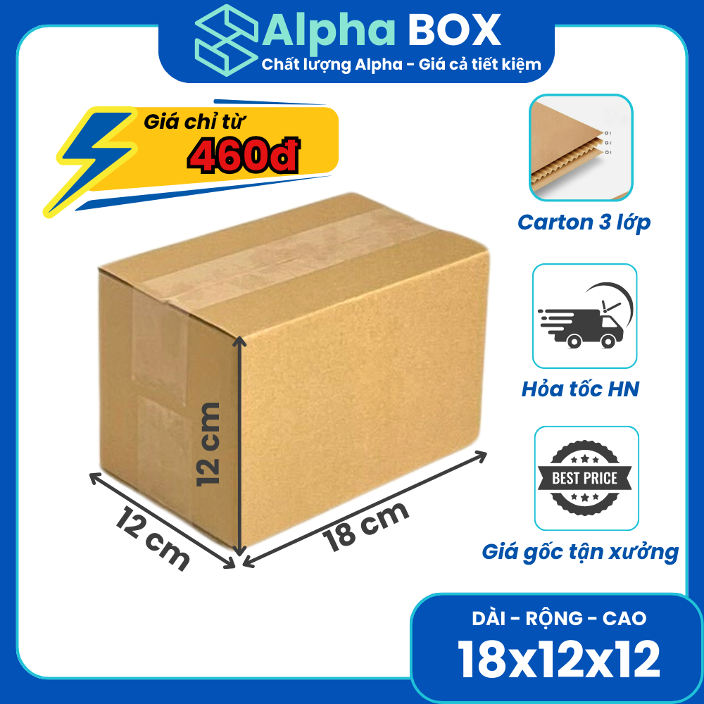[Combo] 100 hộp carton đóng hàng 18x12x12, hộp giấy gói hàng giá rẻ và ...