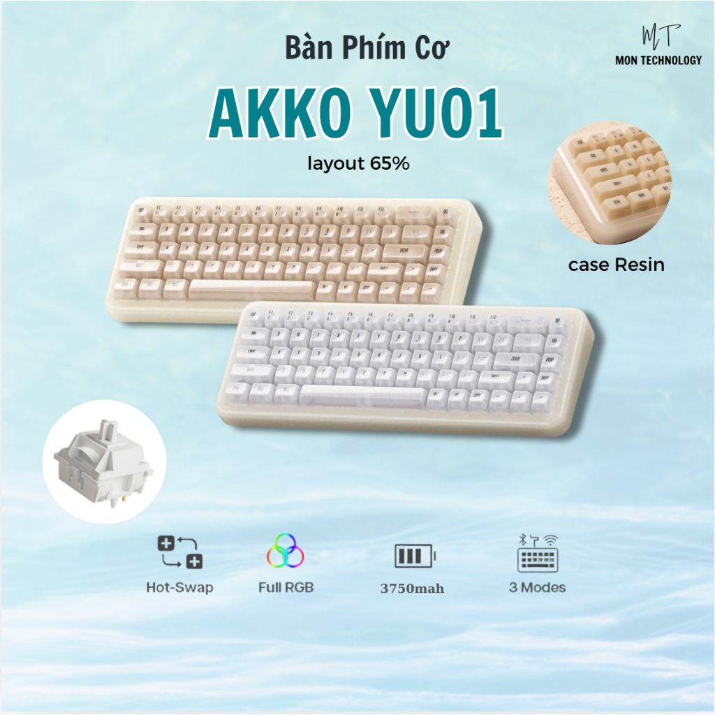 [Hỏa tốc-HCM] Bàn Phím cơ Akko Yu01 Resin 3 Mode | Mạch Xuôi | Plate PC ...