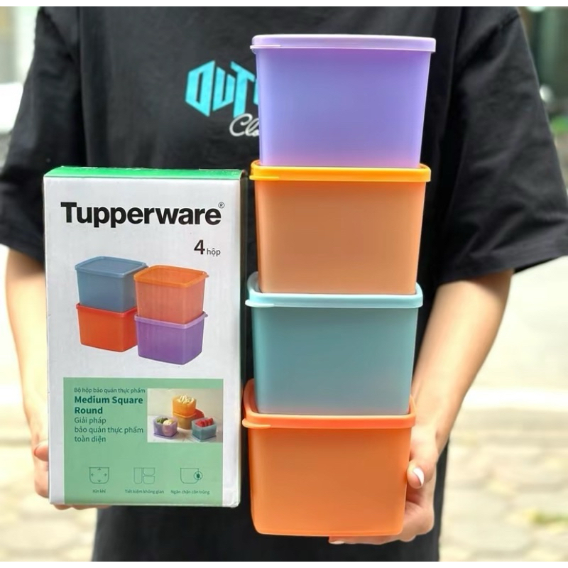 Bộ Hộp BQTP Medium Square Round 4 Hộp - 840ml | Shopee Việt Nam