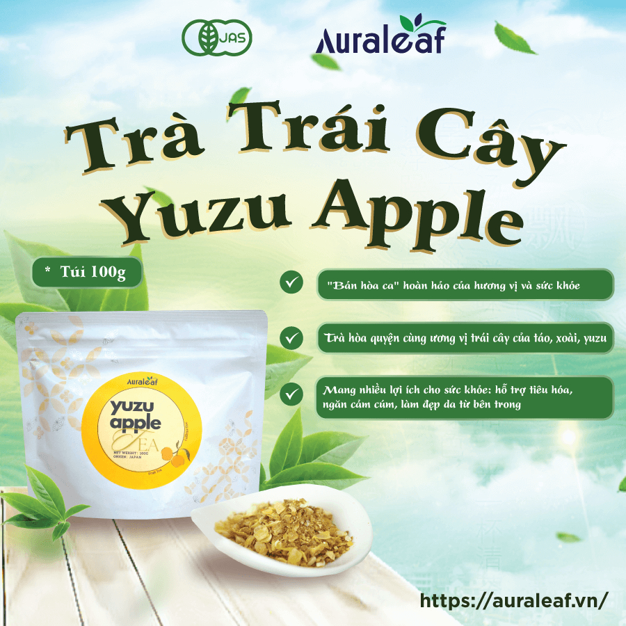 Trà Trái Cây Yuzu Apple Nhật Bản Auraleaf - Hộp 100g - Trà hỗ trợ tiêu ...