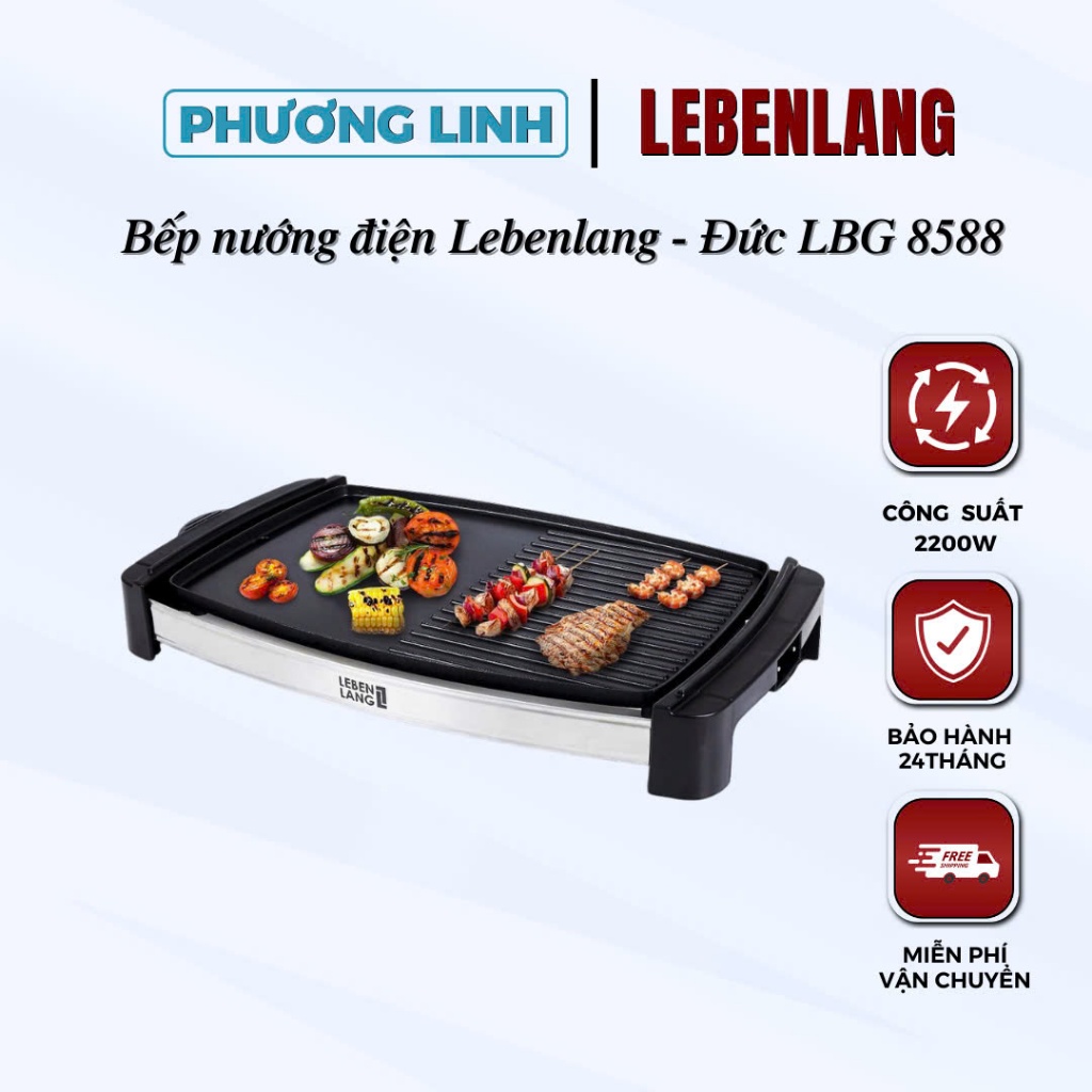 Bếp nướng điện không khói Lebenlang Đức LBG 8588, công suất 2200W, hàng ...