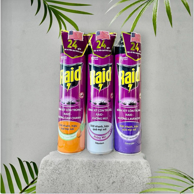 Xịt Côn Trùng RAID Hương Cam Chanh, Không Mùi, Lavender chai 520ml ...