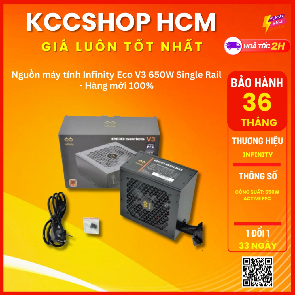 Nguồn máy tính Infinity Eco V3 650W Single Rail - Hàng mới 100% Bảo hành 3 năm | Shopee Việt Nam