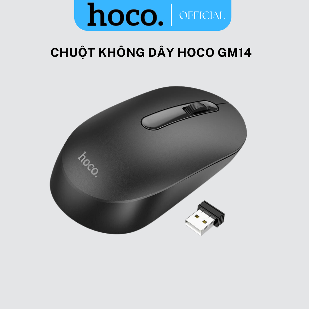 Chuột Không Dây Hoco GM14 Nhỏ Gọn, DPI 1200, Chíp MX8650, Nhựa ABS, Trọng Lượng Nhẹ, Chống Xước ...