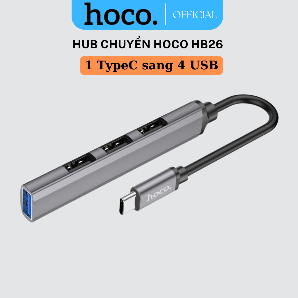 Hub chuyển Type-C ra 4 cổng USB Hoco HB26 hợp kim nhôm cao cấp | Shopee Việt Nam