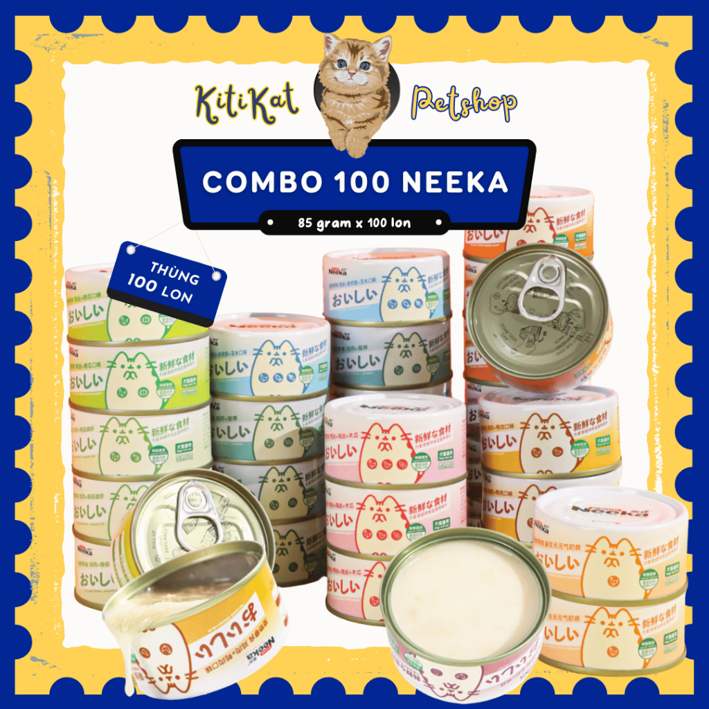 [COMBO THÙNG 100 LON] Pate mèo Neeka lon 85g dạng sốt thịt, Pate Neeka cho mèo dạng gravy, dạng ...