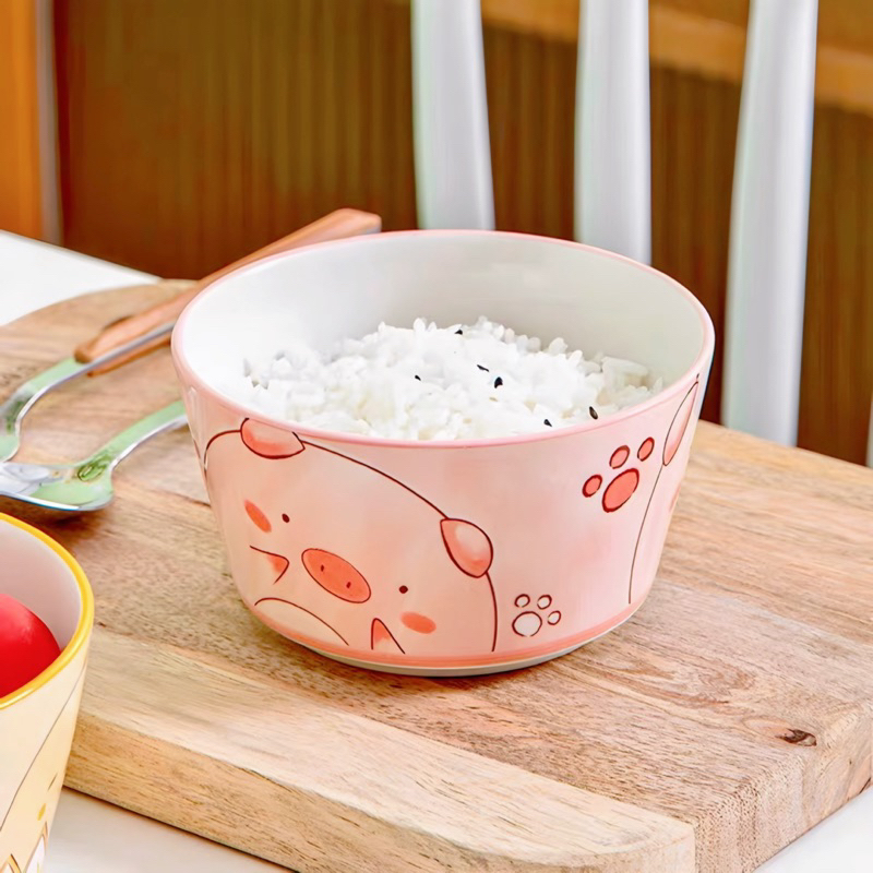 Chén ăn cơm hình heo màu hồng kute kích thước 350ml | Shopee Việt Nam