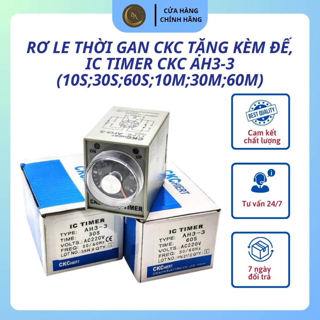 Rơ LE Thời Gan CKC Tặng Kèm Đế,IC TIMER CKC AH3-3(10S;30S;60S;10M;30M;60M) | Shopee Việt Nam