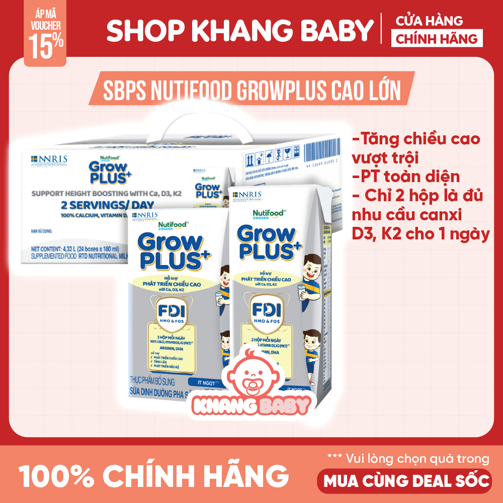 Thùng sữa pha sẵn Nutifood Growplus Height Boosting phát triển chiều cao - Shop Khang Baby ...