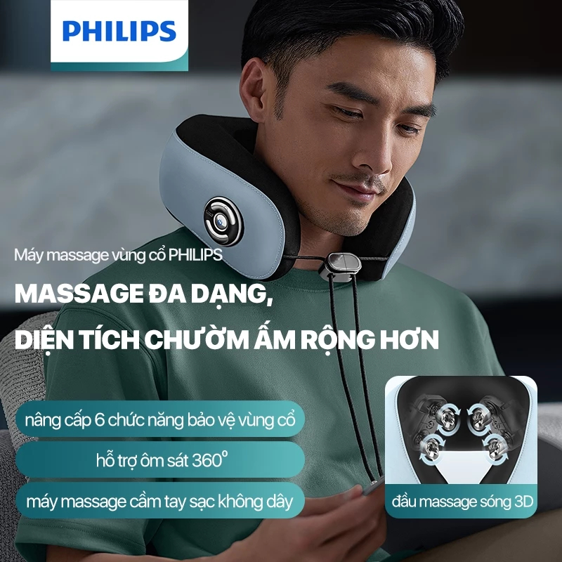 Máy Massage Cổ Vai Gáy PHILIPS 3304 - Massage Sóng 3D - Chườm Ấm Cảm Biến - 3 Chế Độ Massage ...