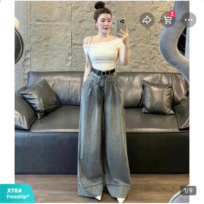 Quần jeans ống suông gấu to 8cm hot trend #3113 | Shopee Việt Nam