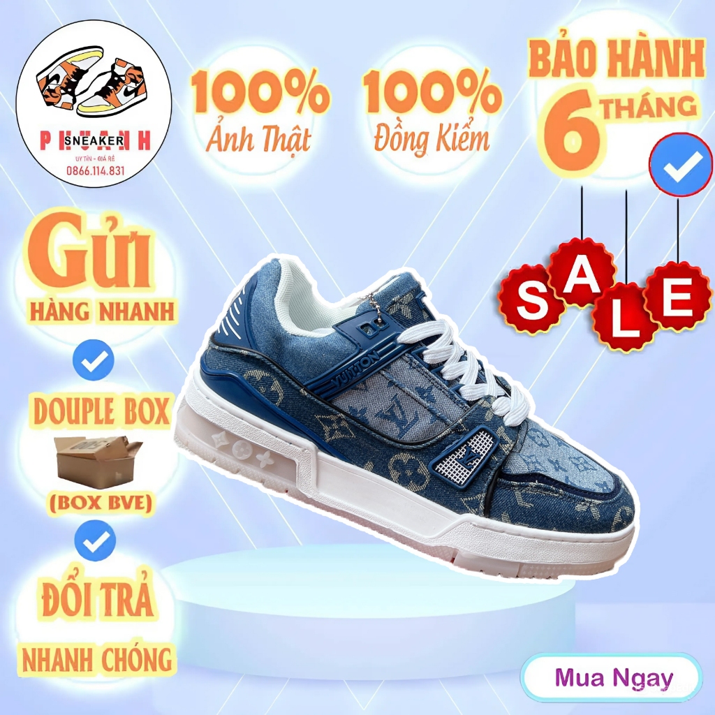 [Phú Anh sneaker] Giày thể thao LV BÒ JEAN XANH siêu cấp | Shopee Việt Nam