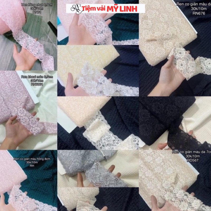 Ren thun co giãn dùng trang trí váy áo may chip nội y 6-8cm | Shopee ...