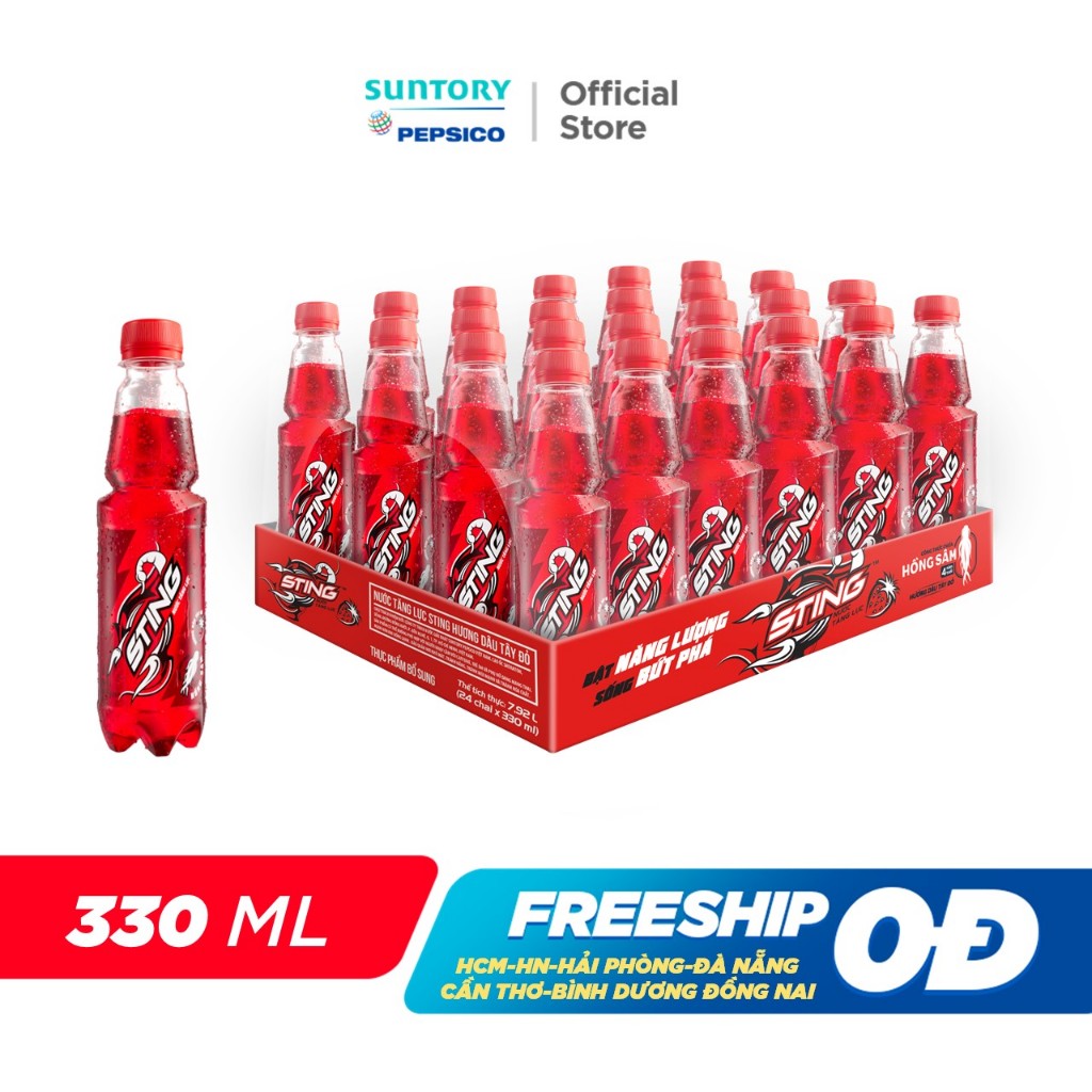 [Giao sau Tết][Live] Thùng 24 Chai Nước Tăng Lực Sting Dâu (330ml/chai) | Shopee Việt Nam