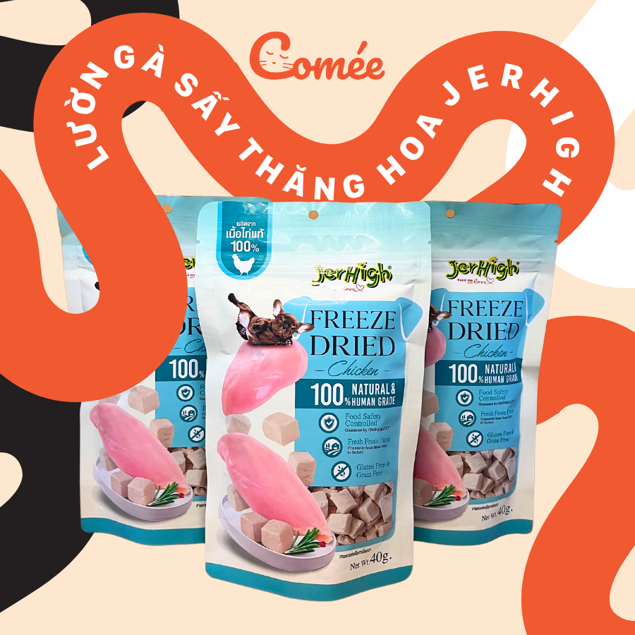 [Comee] JERHIGH Lườn gà sấy thăng hoa đồ ăn vặt cho chó gói 40G ...