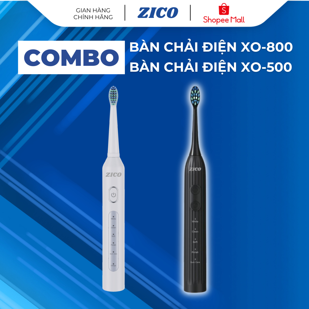Combo 2 bàn chải điện ZICO XO-500 và XO-800 - Sử dụng công nghệ sóng siêu âm, 5 chế độ | Shopee ...