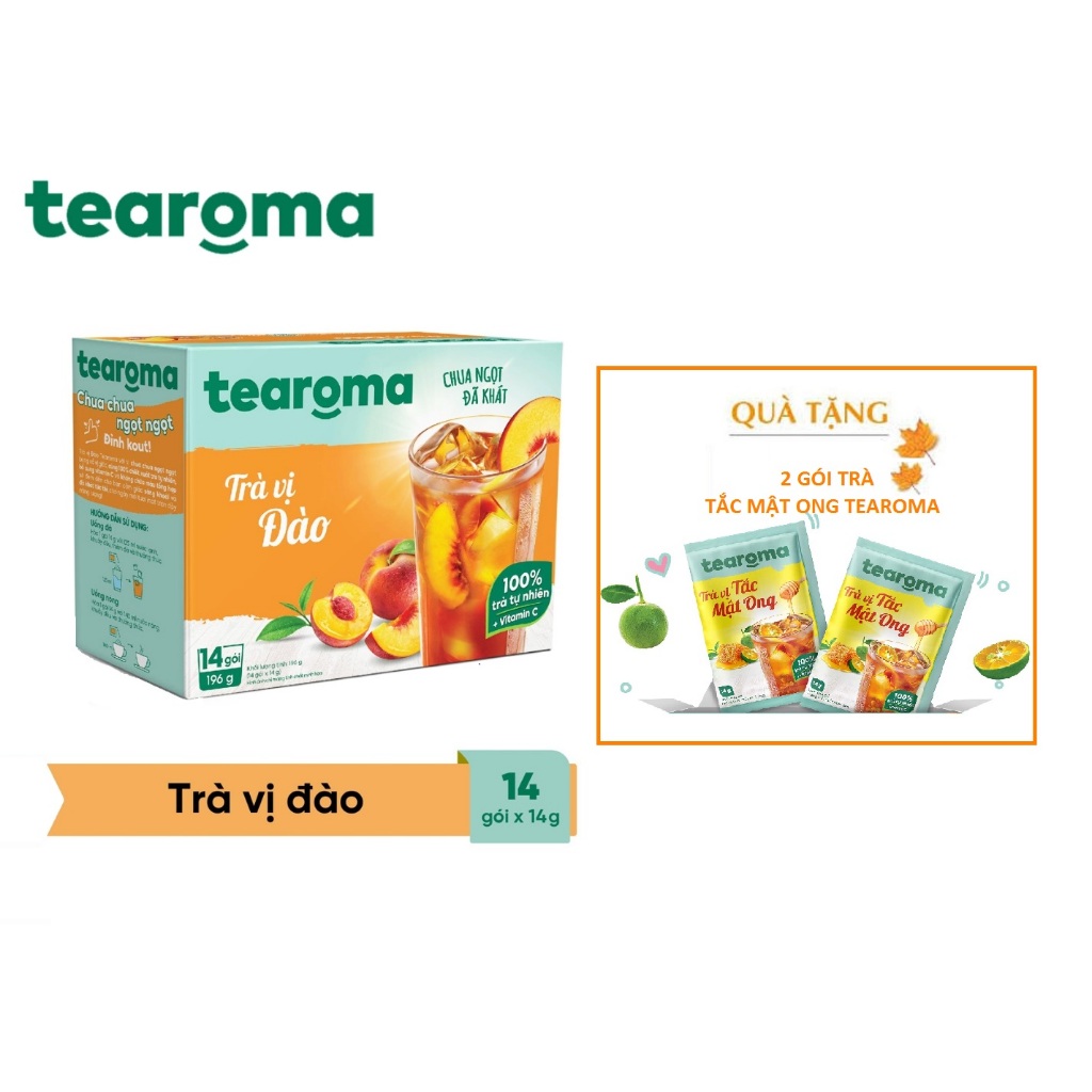 Trà Tearoma hòa tan vị Đào Hộp 196g (14 gói x 14g) | Shopee Việt Nam